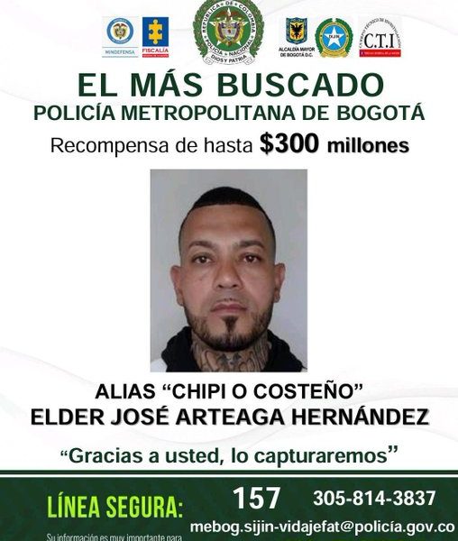 Recompensa de hasta de $300 millones por captura de alias Chipi o el ...